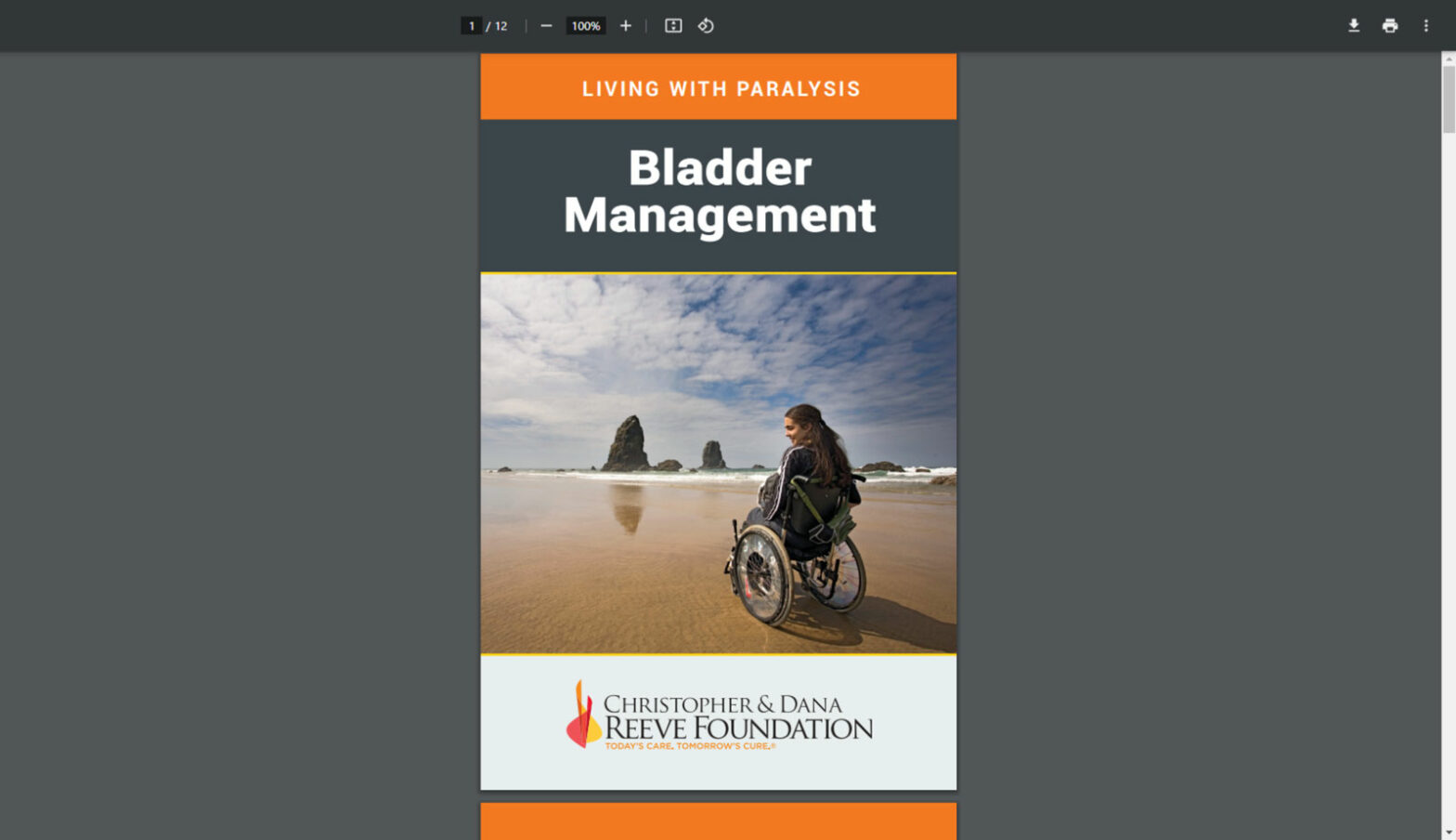 Reeve Foundation Patient Education Booklet on Bladder Management ...